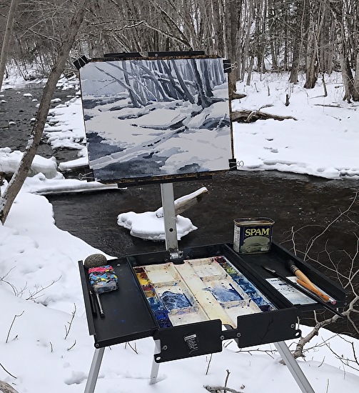 Painting snow in February, outside and in the studio | Paintings by Poppy