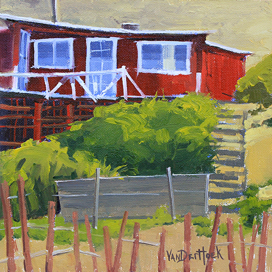 Ramshackle Cottage in Red - Red Cottage Painting - Crystal Cove Cottage ...