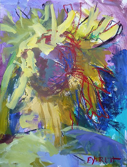 Sunflower Dance 2, 9x12, mixed media on paper | Nancy Everett Art Notes