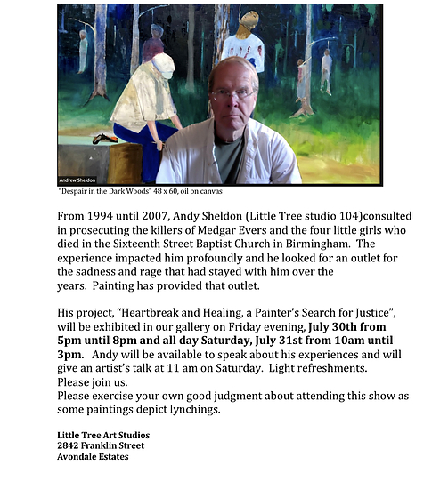 First Public Exhibit of Heartbreak and Healing July 30/31 | Andrew ...