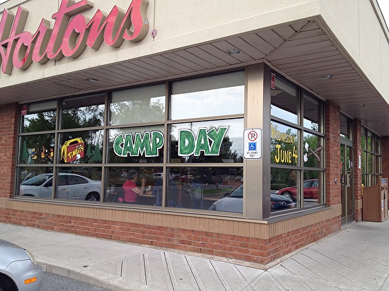 Tim Hortons Camp Day custom window painting | Melani Pyke - Blog